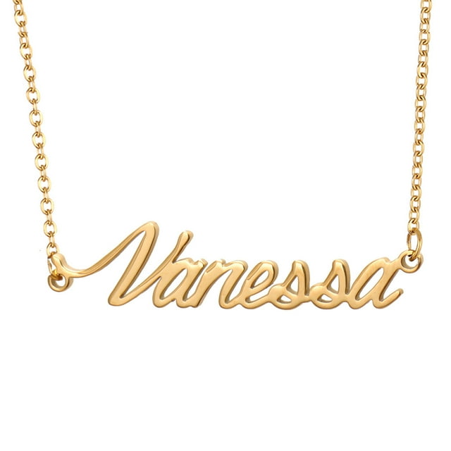 18k Gold Plated Vanessa Name Necklace Layered Nameplate Jewlery Mother ...