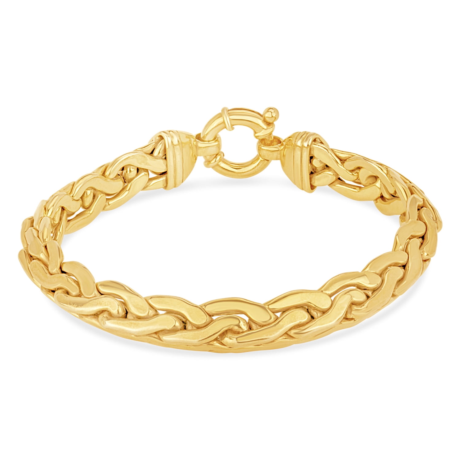 18k Gold over Sterling Silver 9mm Braid Link Large Clasp Bracelet 8 ...