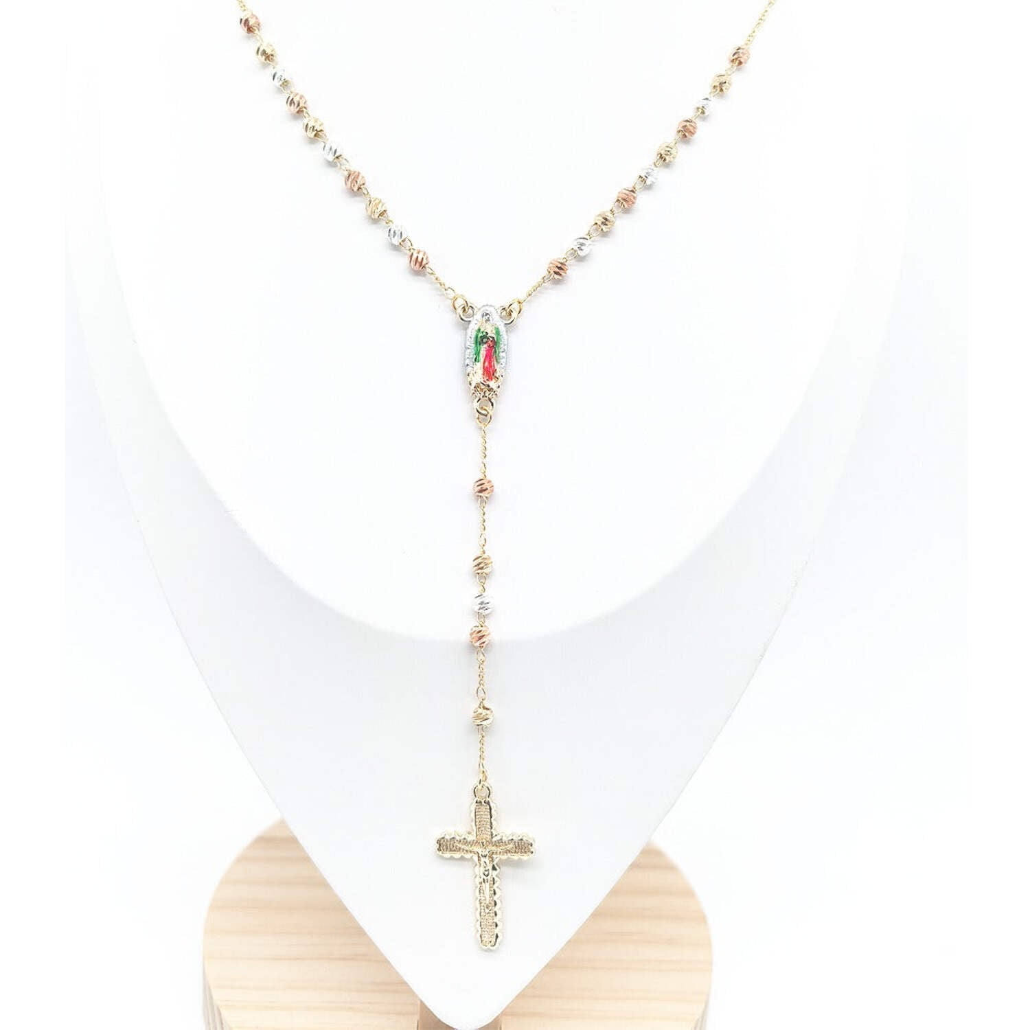 18k Layered Real Gold Filled Religious necklace rosary tri colors #13 ...