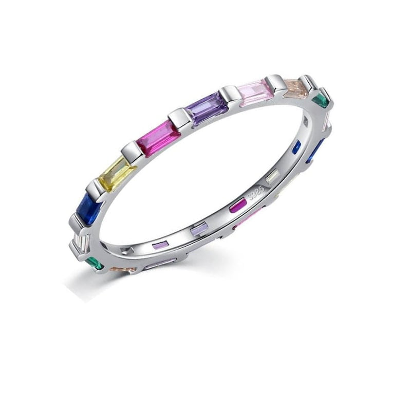 18k Multi Sapphire Eternity Band Sapphire Gemstone Ring Colorful ...