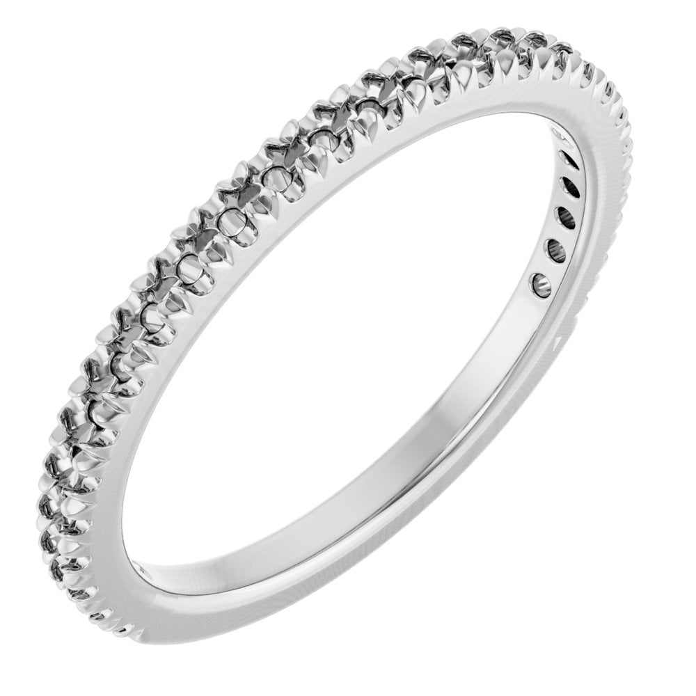 18k Palladium White Gold (No Nickel) 1.5mm Round Shape French-Set ...