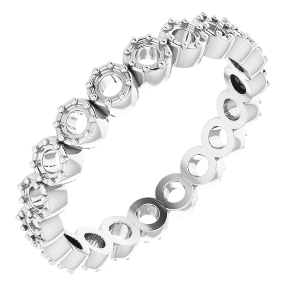 18k Palladium White Gold (No Nickel) 2.25mm Round Shape Rose-Cut Bridal ...