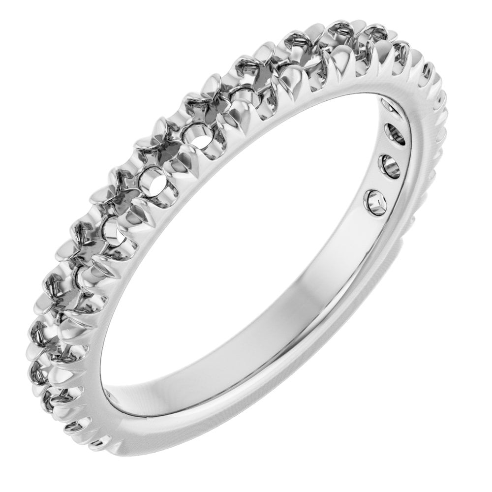 18k Palladium White Gold (No Nickel) 2.5mm Round Shape French-Set ...