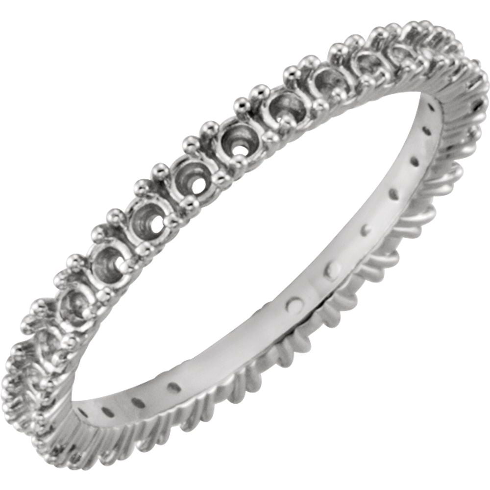 18k Palladium White Gold (No Nickel) 2mm Round Shape Eternity Band Ring ...