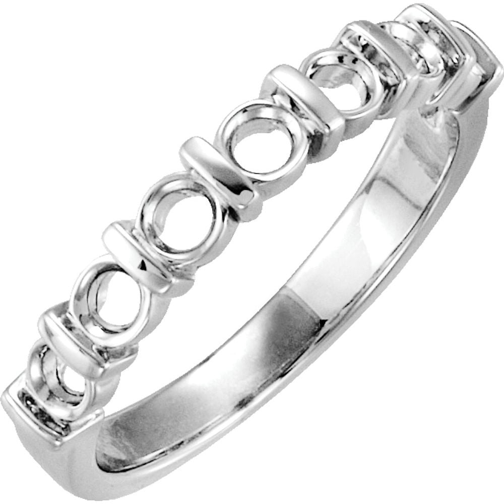 18k Palladium White Gold (No Nickel) 3.4mm Round Shape 7 Seven-Stone ...