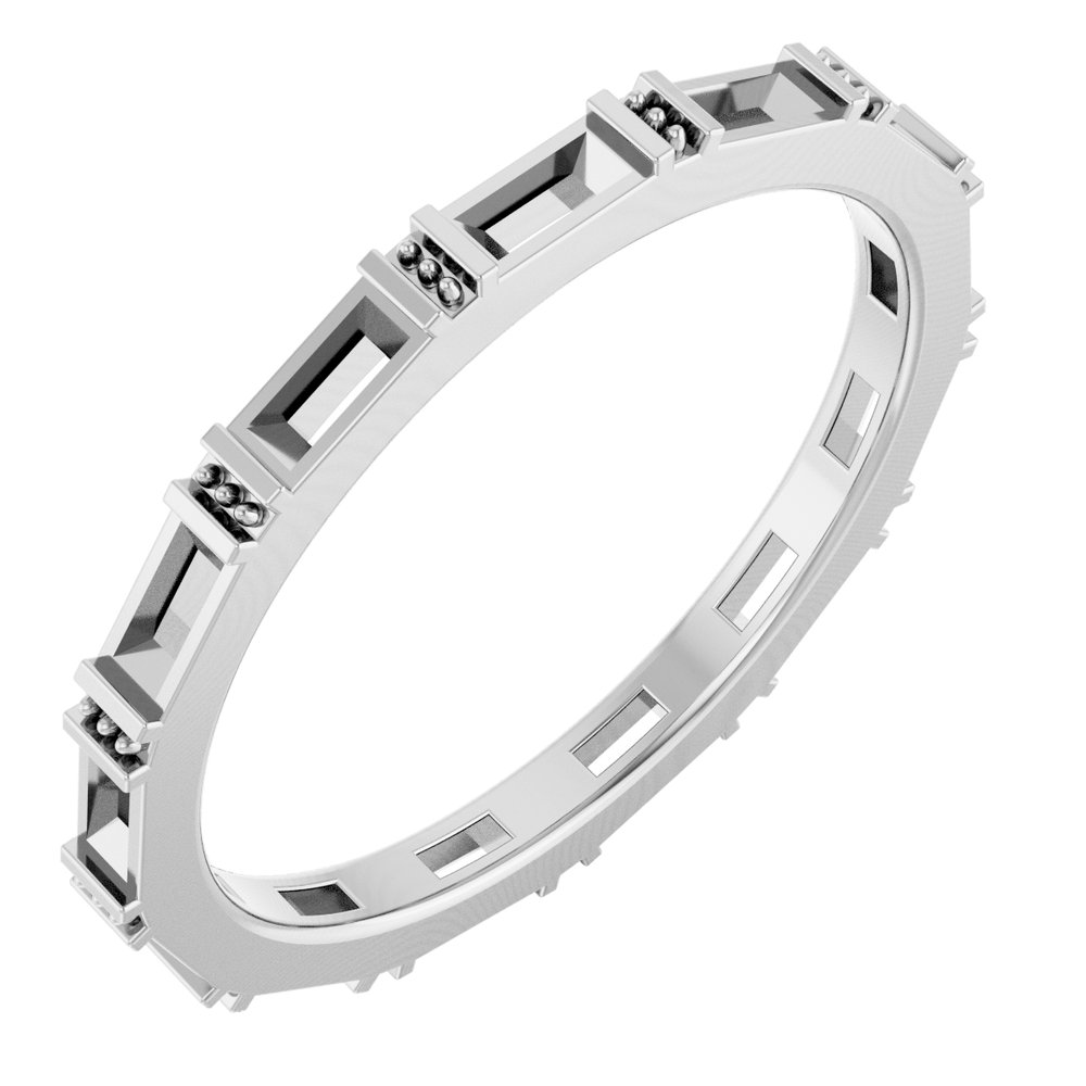 18k Palladium White Gold (No Nickel) 3.5x1.5mm Straight Baguette Bridal ...