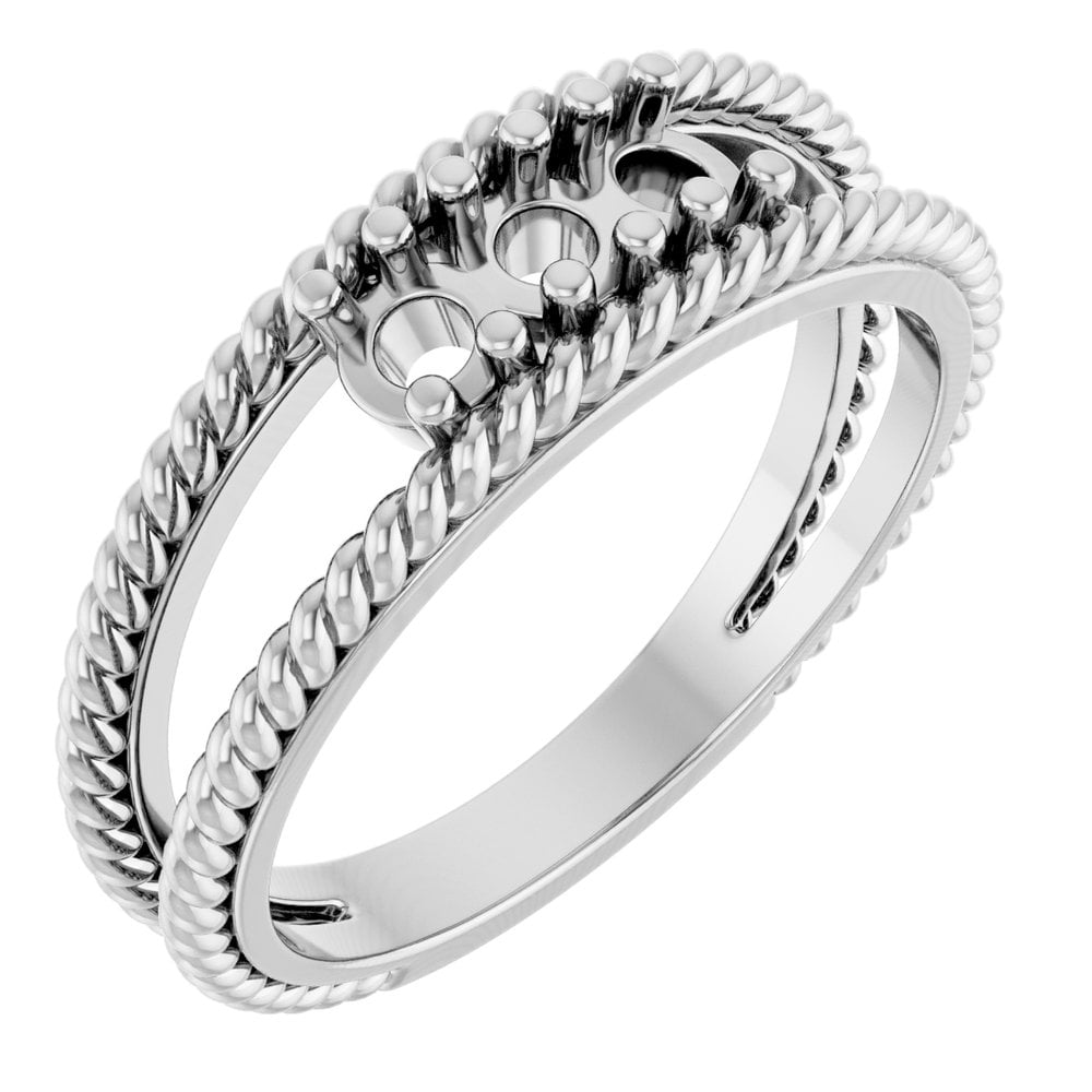 18k Palladium White Gold (No Nickel) 3 Three-Stone Family Negative ...