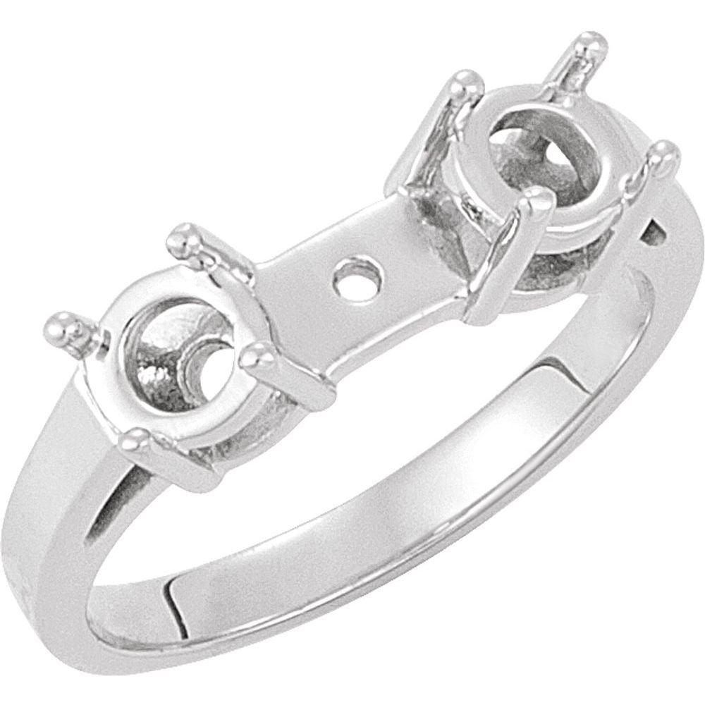 18k Palladium White Gold (No Nickel) 3mm Round Shape Side-Stone Peg ...