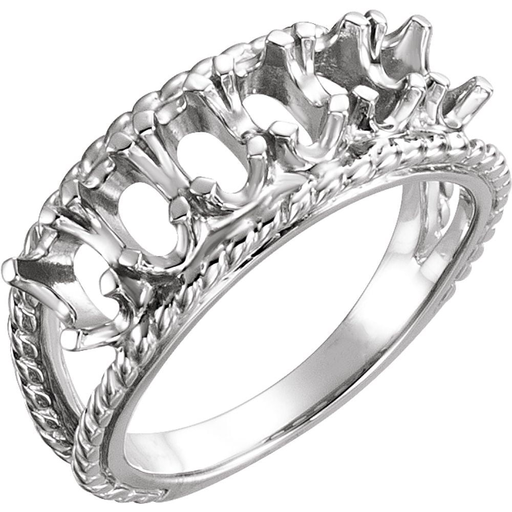 18k Palladium White Gold (No Nickel) 6-Stone Family Negative Space Ring ...