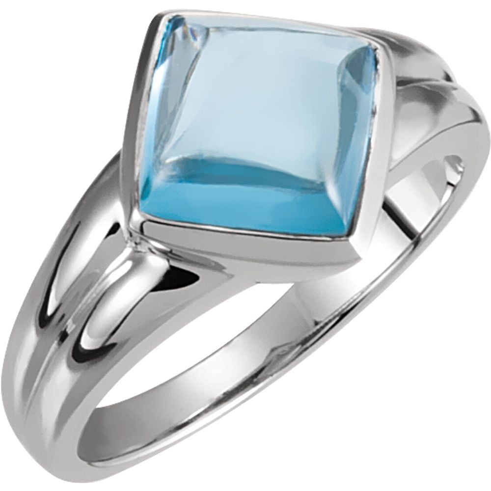 18k Palladium White Gold (No Nickel) 8mm Princess Square Shape Bezel ...