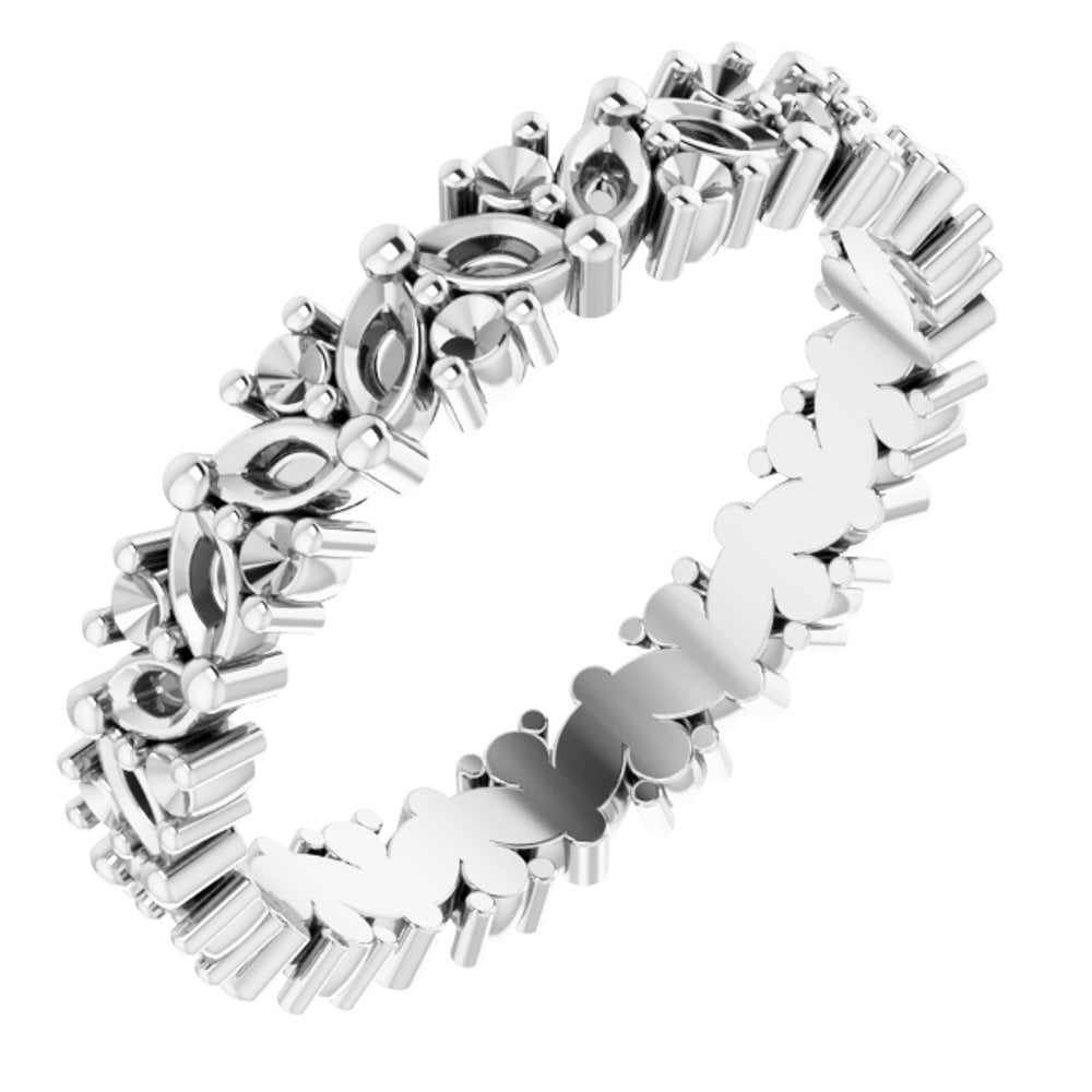 18k Palladium White Gold (No Nickel) Cluster Bridal Wedding Engagement ...
