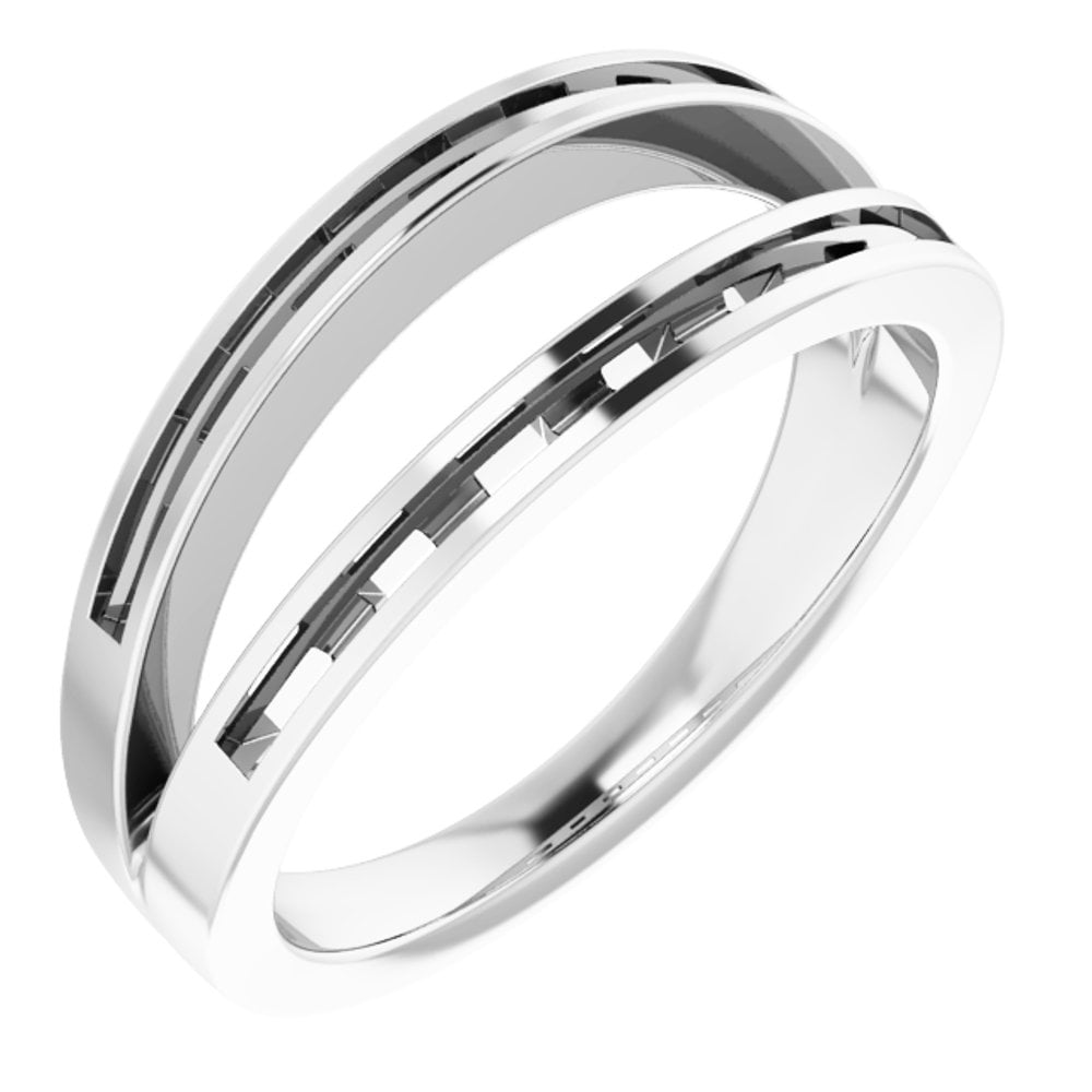 18k Palladium White Gold (No Nickel) Negative Space Fashion Ring Fine ...