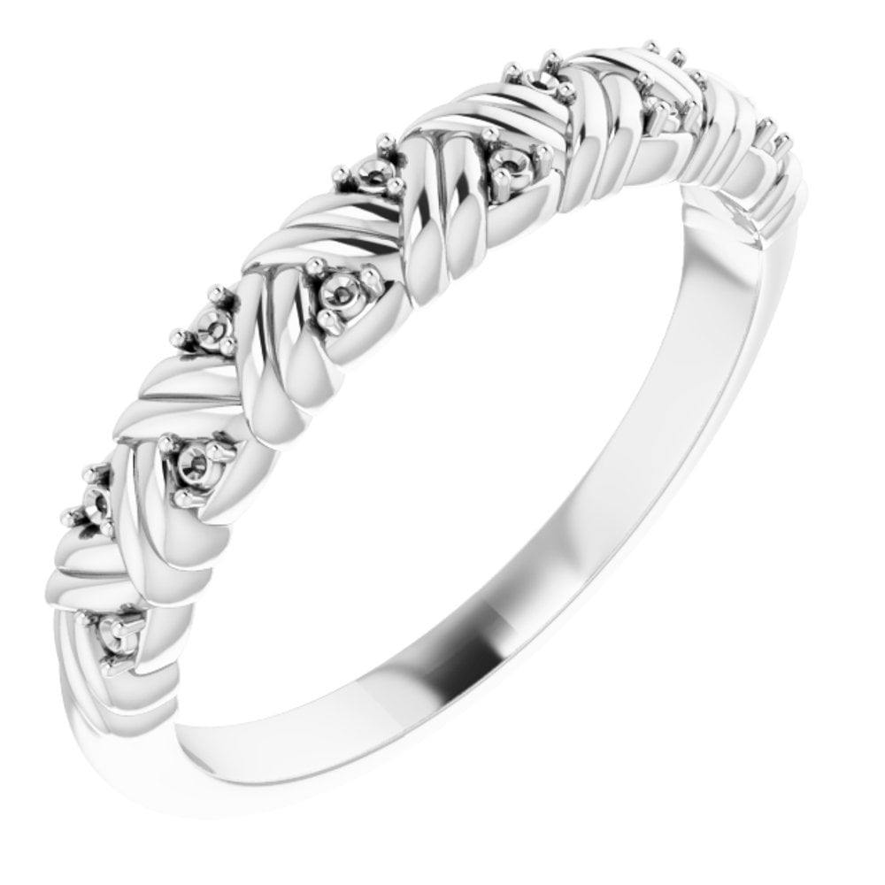 18k Palladium White Gold (No Nickel) Woven Bridal Wedding Engagement ...