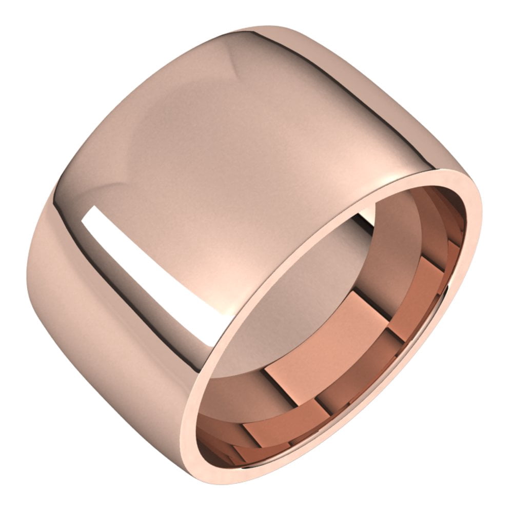 18k Rose Gold 12mm Half Round Shape Comfort Fit Light Classic Bridal ...
