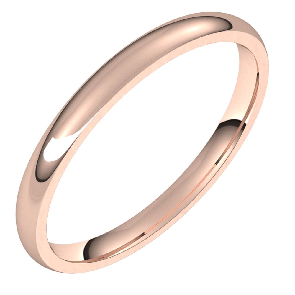 18k Rose Gold 2mm Half Round Shape Comfort Fit Light Classic Bridal ...
