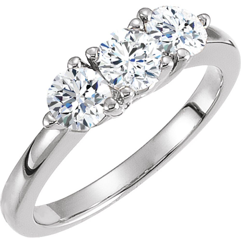 18k Rose Gold 3.2mm Round Shape 3 Three-Stone Anniversary Band Ring ...