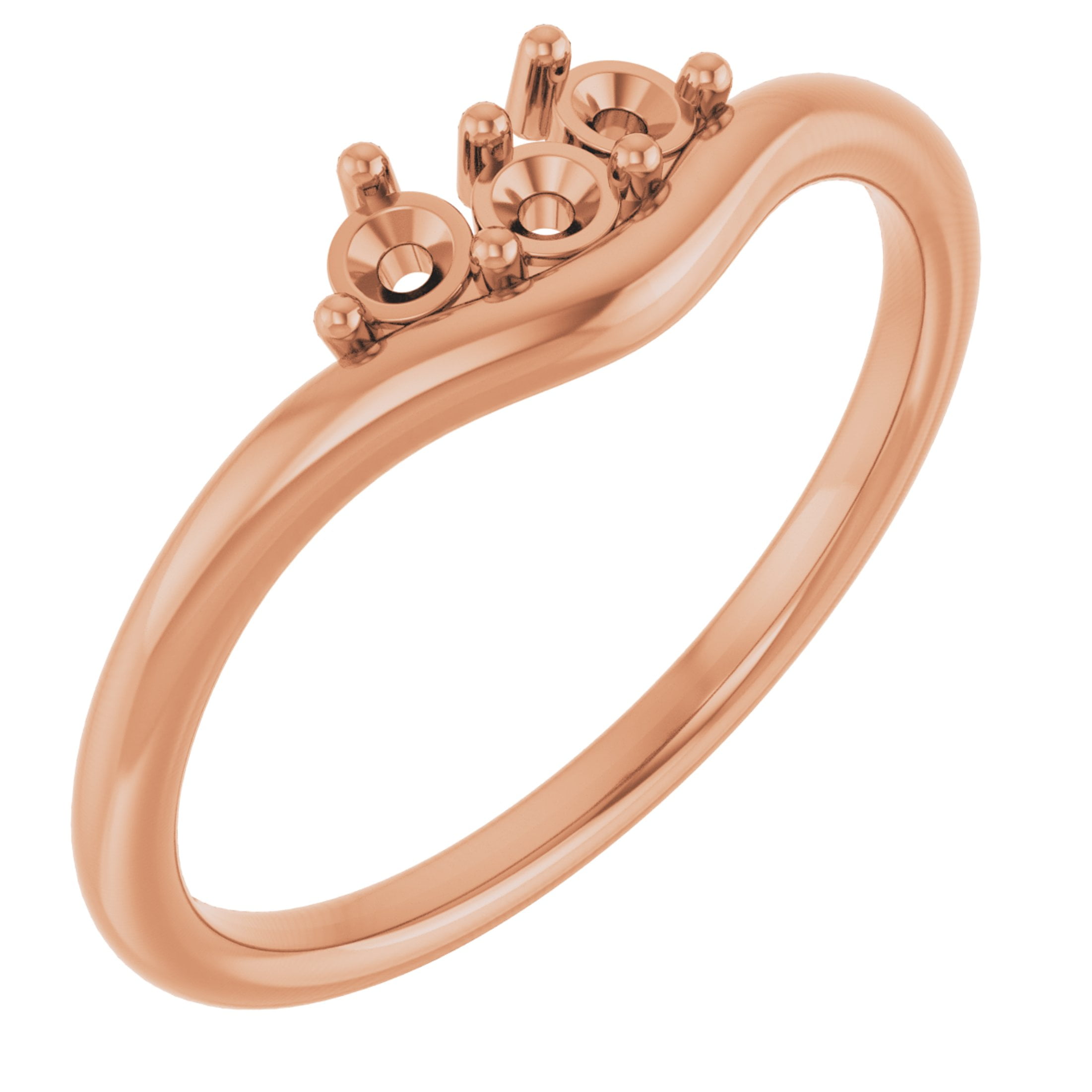 18k Rose Gold 3 Three-Stone Stackable "V" Family Freeform Bypass Fashion Ring Fine Jewelry For ...