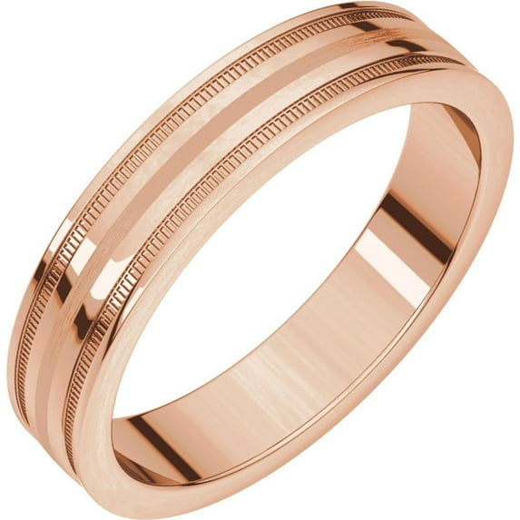18k Rose Gold 4mm Flat Edge Bridal Wedding Engagement Anniversary Band Ring with Satin Finish ...