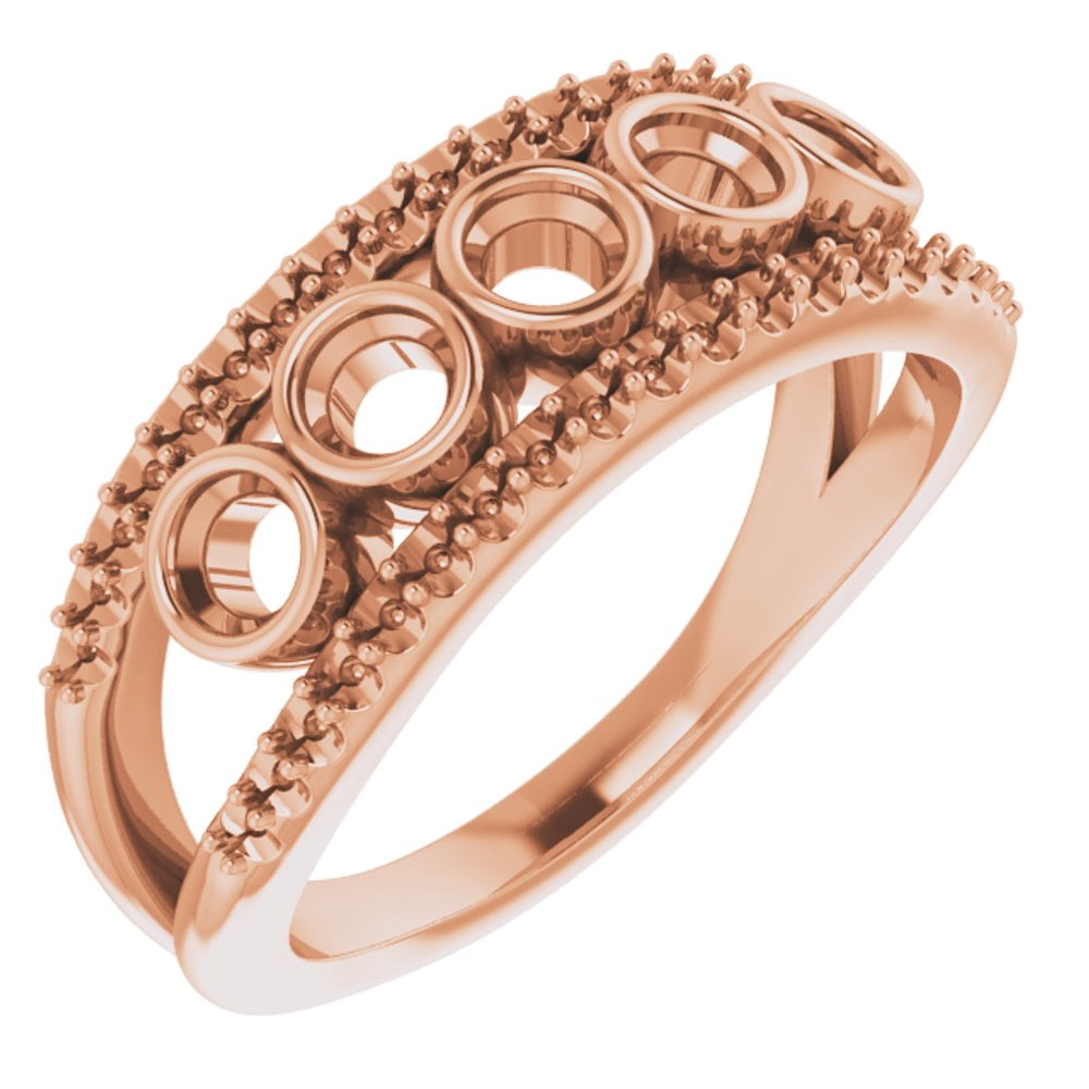 18k Rose Gold 5 Five-Stone Family Negative Space Fashion Ring Fine ...