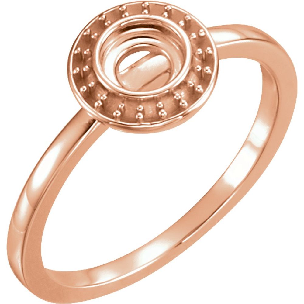 18k Rose Gold 5mm Round Shape Cabochon Halo-Style Ring Fine Jewelry For ...
