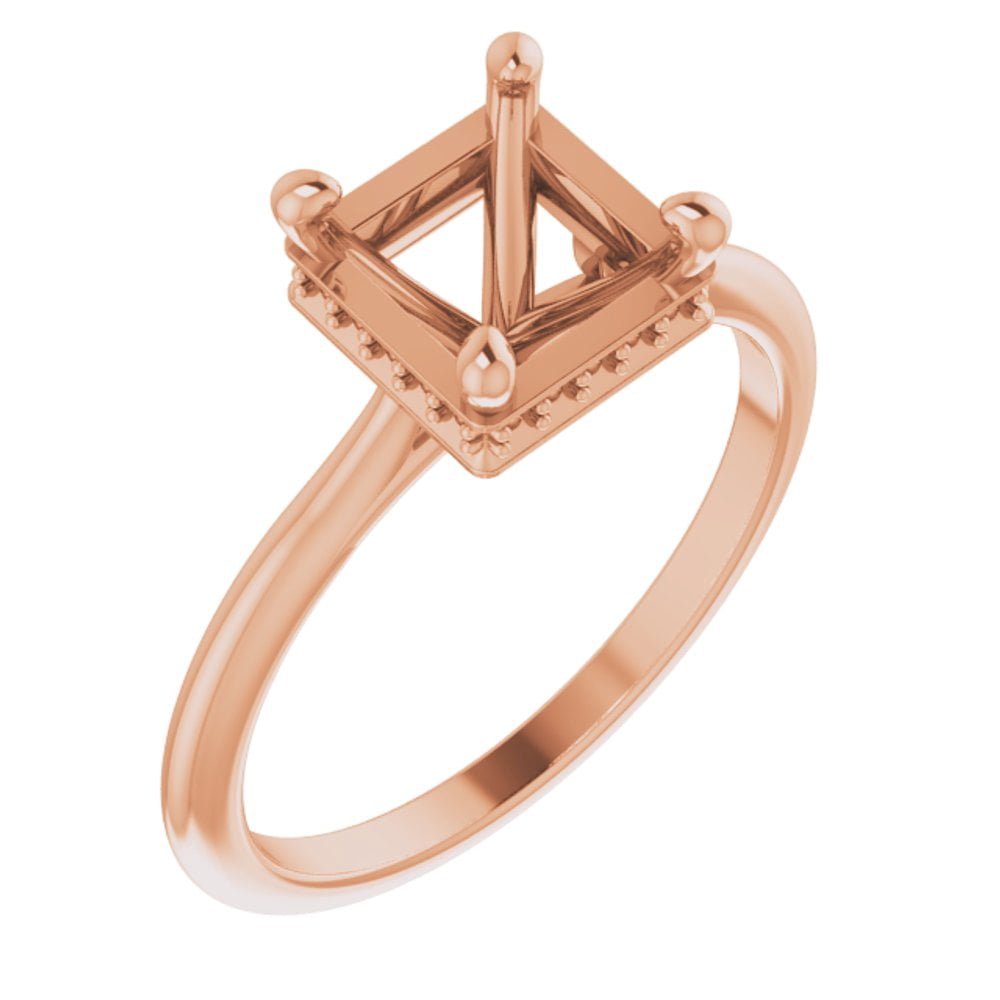 18k Rose Gold 6mm Square Shape Bridal Wedding Engagement Anniversary ...