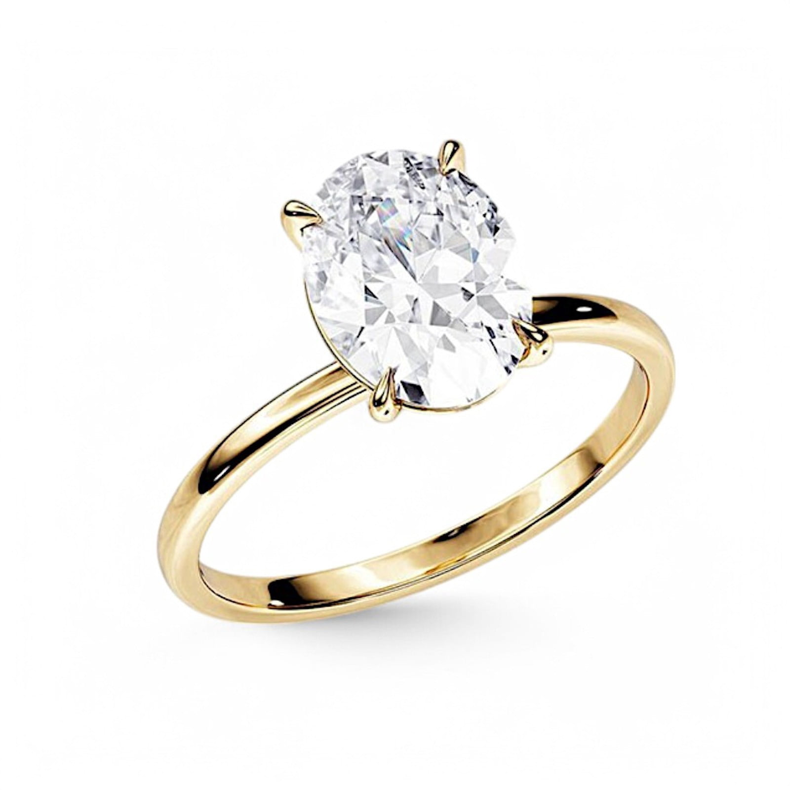 18k Rose Gold Diamond Womens Ring IGI Certified Oval Lab Grown 2 Carat ...