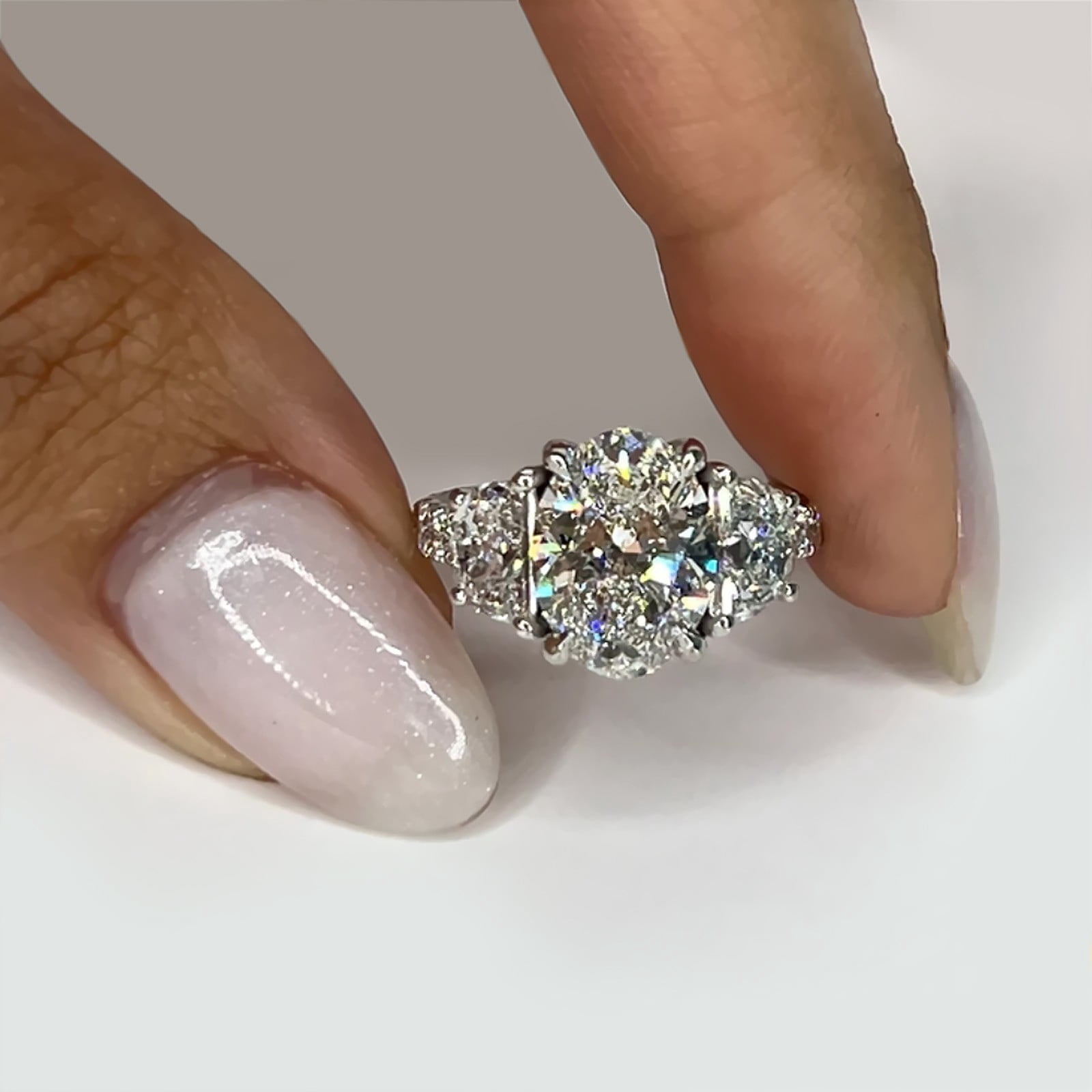 18k Rose Gold Engagement Ring IGI Lab Created Diamond CVD Oval 4.20 Ct ...