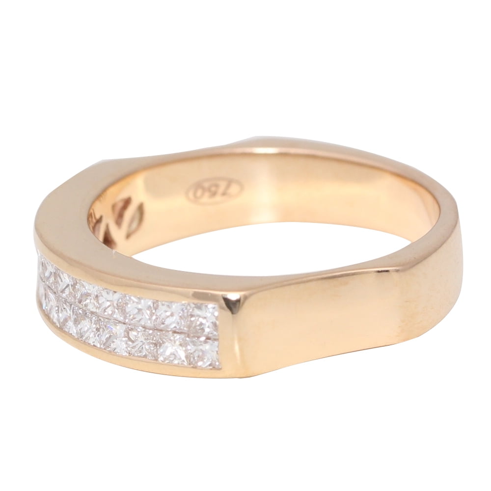 18k Rose Gold Princess Diamond Multi-Stone Double-Row Half-Eternity ...