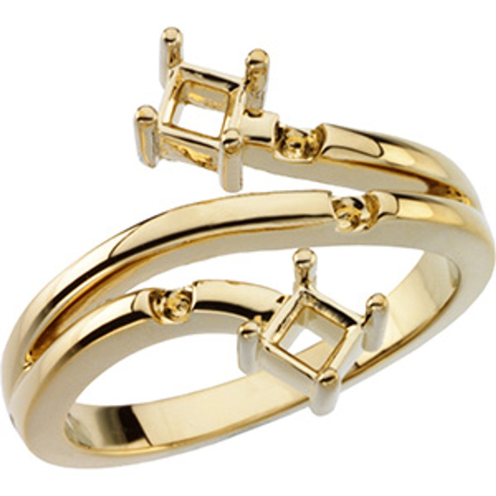 18k Rose Gold Princess Square Shape and Round Shape Ring Fine Jewelry ...