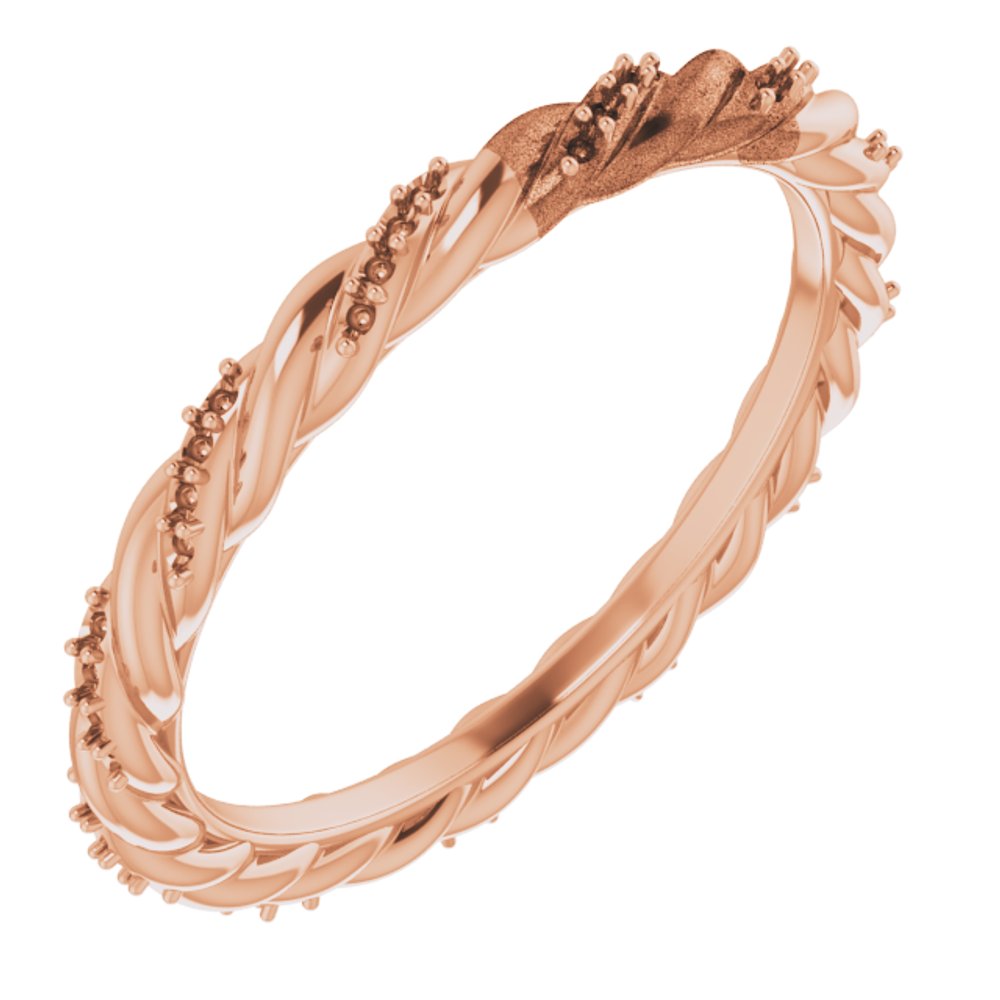 18k Rose Gold Rope Bridal Wedding Engagement Anniversary Eternity Band ...