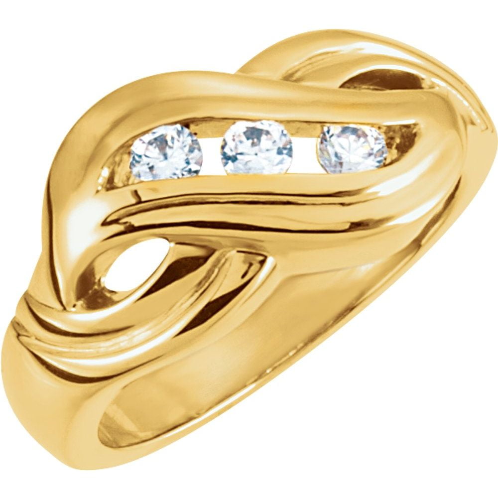 18k Rose Gold Round Shape 3 Three-Stone Channel-Set Ring Fine Jewelry ...