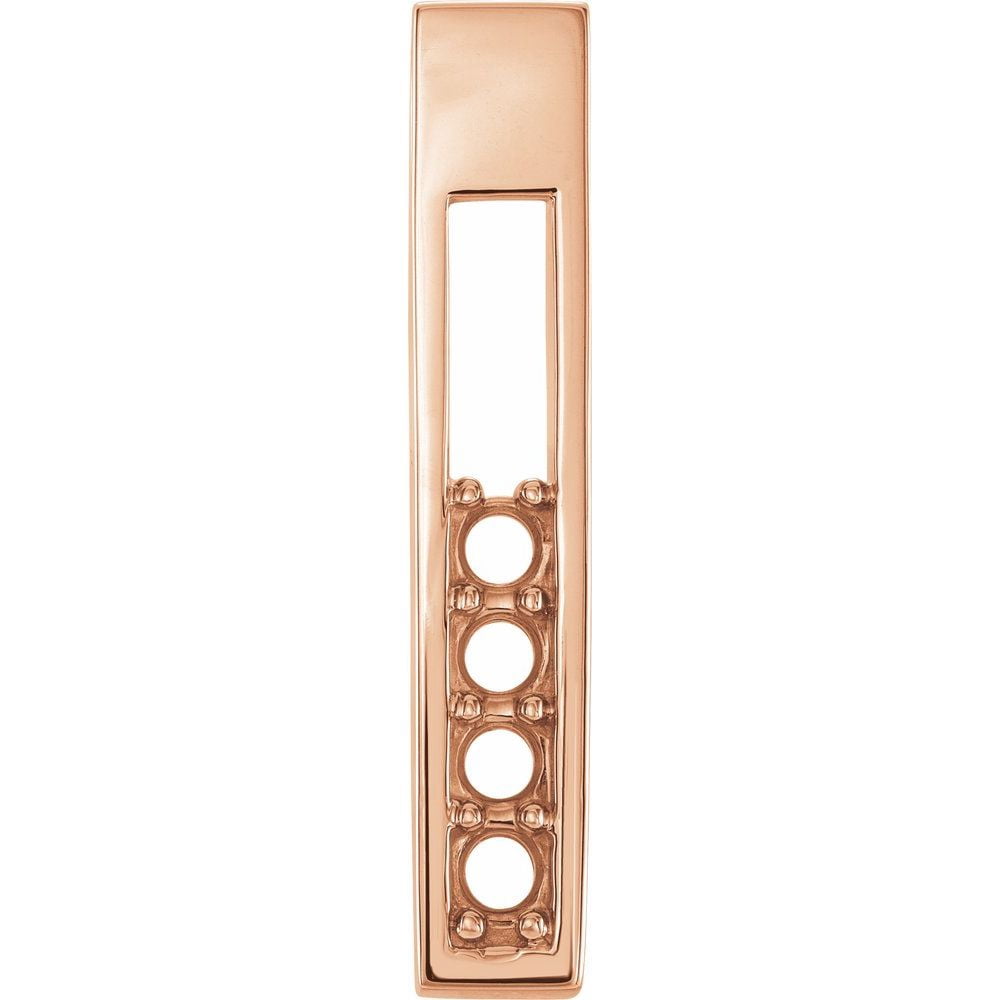 18k Rose Gold Round Shape 4-Stone Family Bar Slide Pendant Fine Jewelry ...