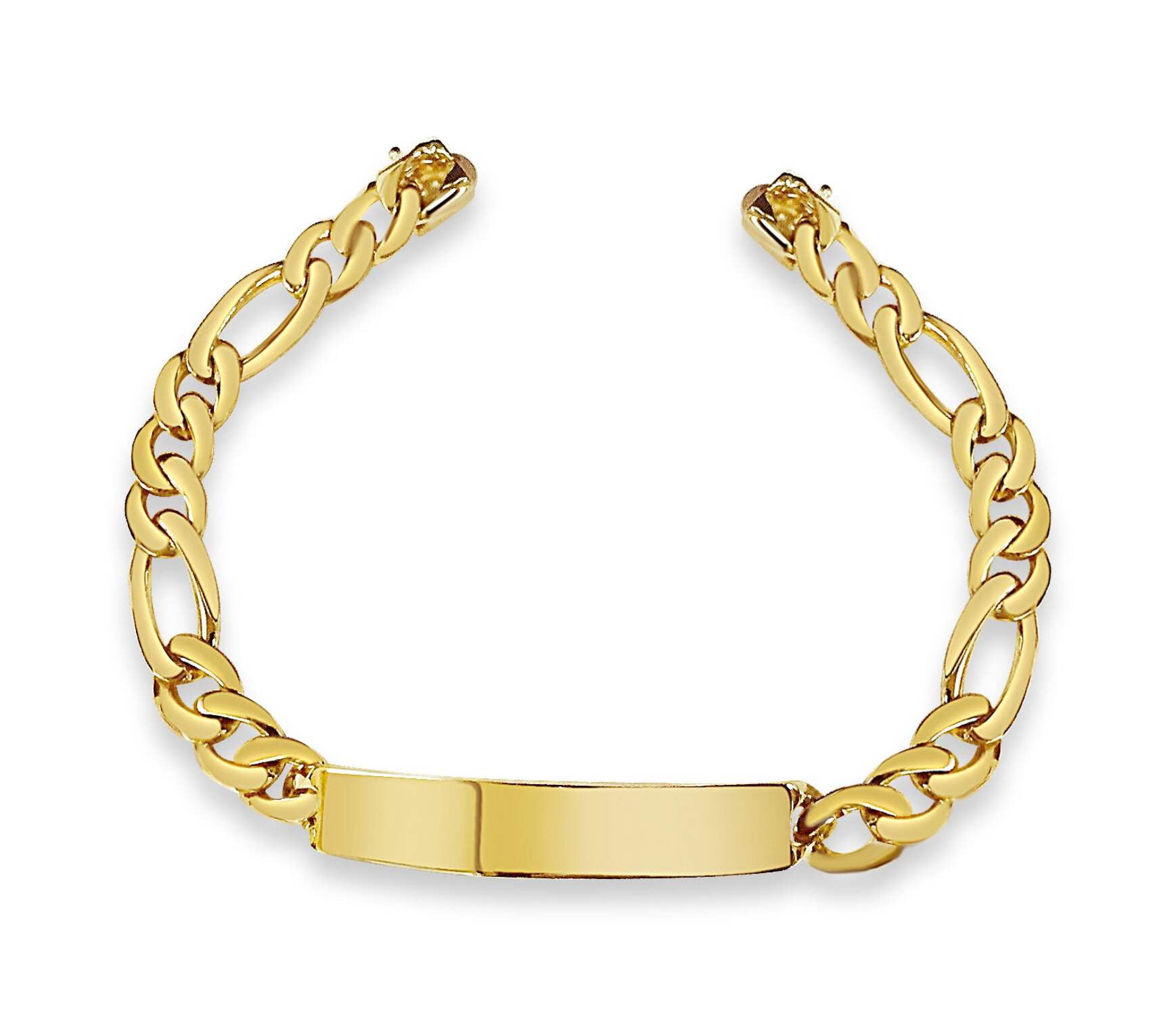 18k Solid Yellow Gold Handmade 9mm ID Figaro Link Bracelet, 9.5", Approx 40g - Walmart.com