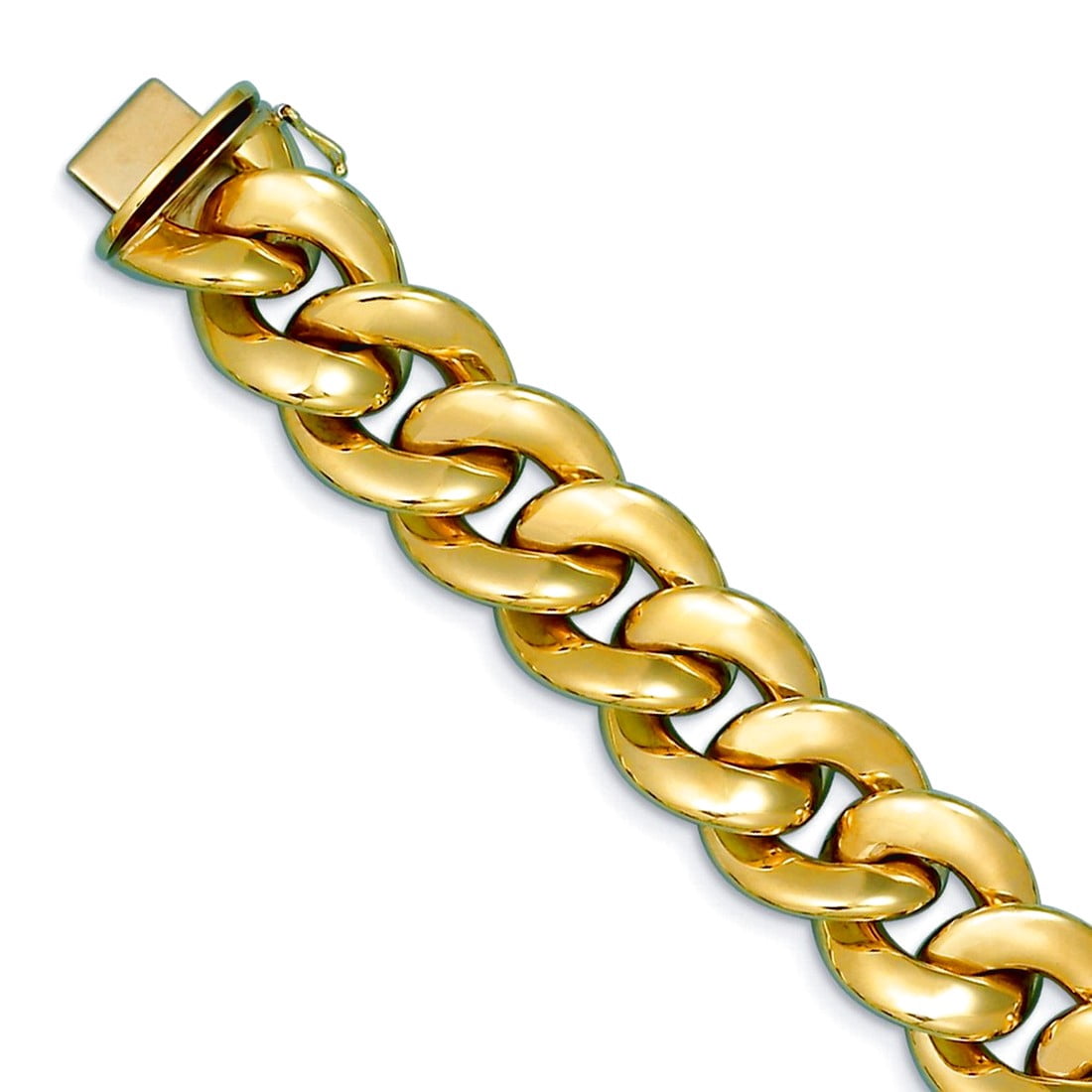 18k Solid Yellow Gold Hollow Polished Curb 20.8mm Bracelet 8 Inch Link ...