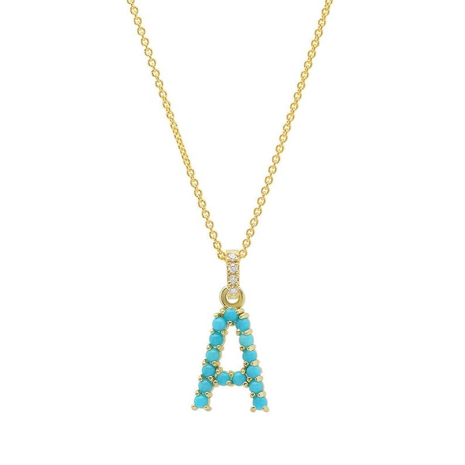 18k Turquoise Jewelry,Turquoise Necklace,Turquoise Initial Necklace ...