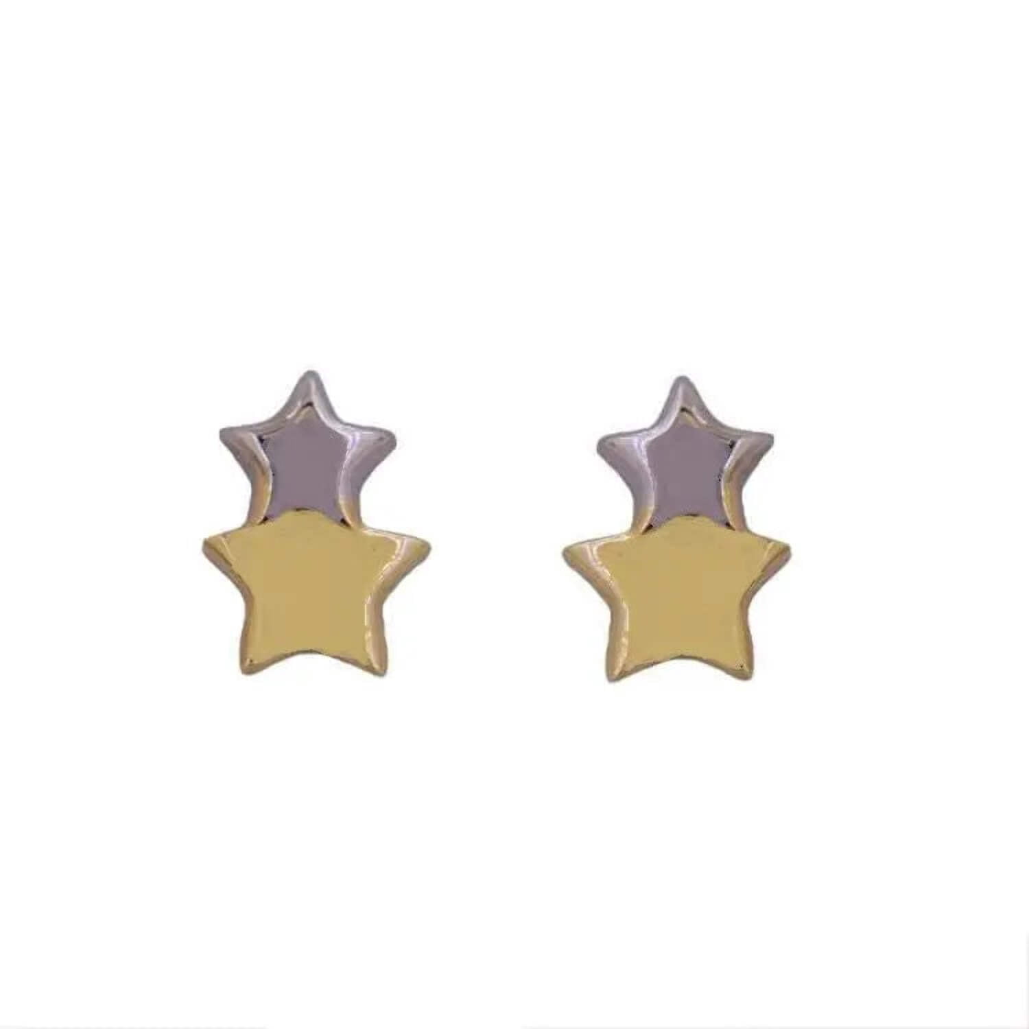 18k Two Tone Solid Gold Stars Covered Screwback Earrings - Walmart.com