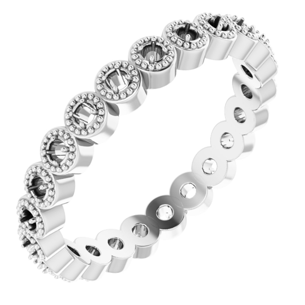 18k White Gold 1.3mm Round Shape Eternity Band Ring Fine Jewelry For ...