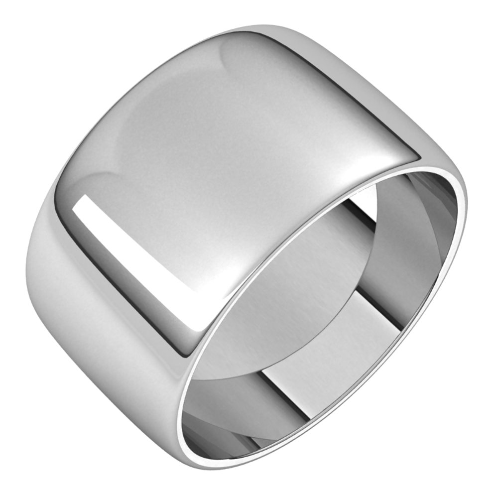 18k White Gold 11mm Half Round Shape Light Classic Bridal Wedding ...
