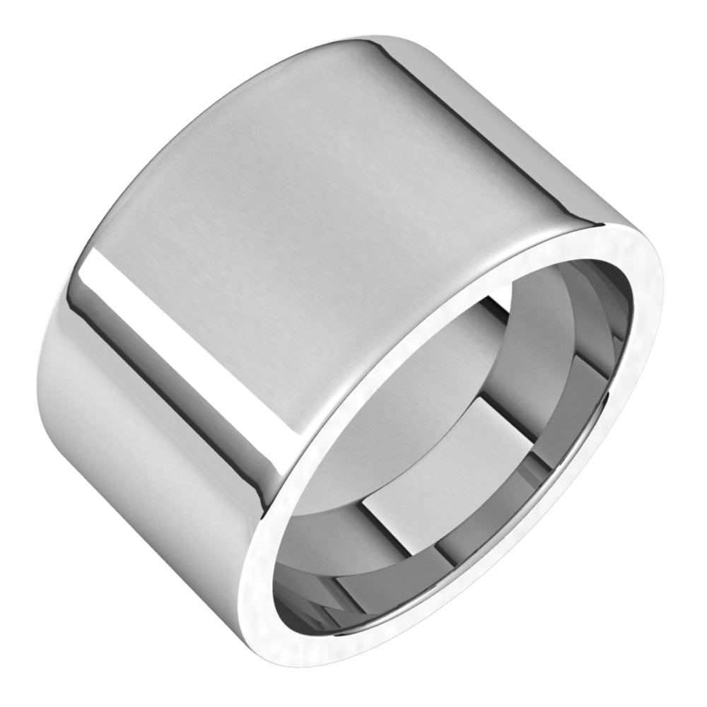 18k White Gold 12mm Flat Comfort Fit Classic Bridal Wedding Engagement ...