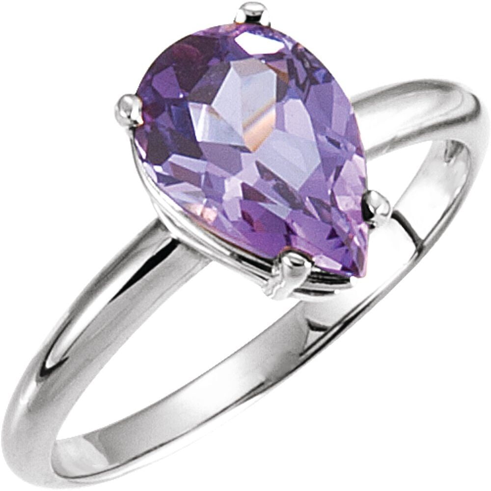 18k White Gold 12x8mm Pear Shape Solitaire Ring Fine Jewelry For Women ...