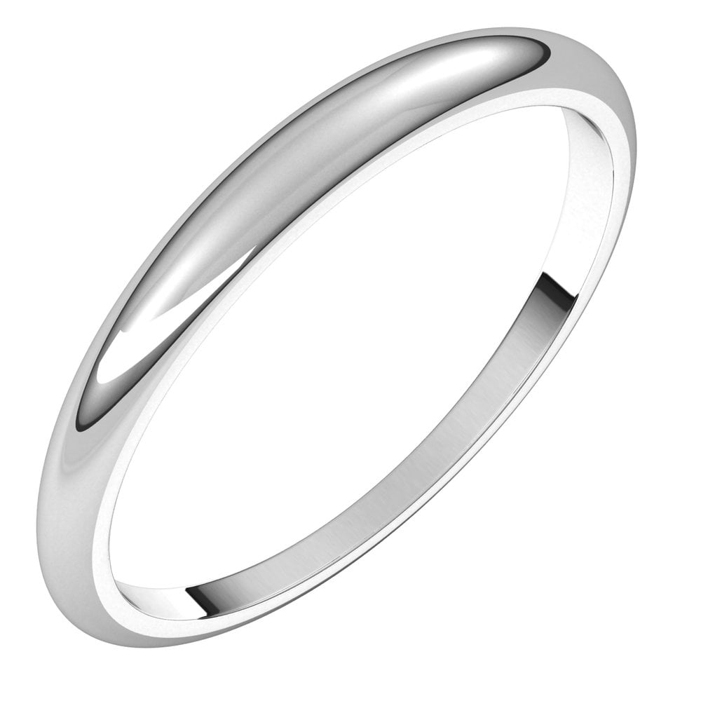 18k White Gold 2.5mm Half Round Shape Tapered Classic Bridal Wedding ...