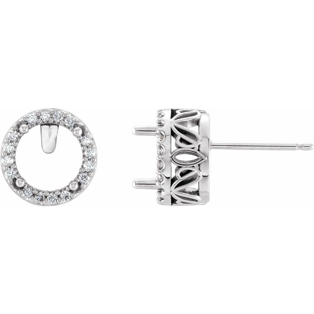 18k White Gold 3.5mm Round Shape Diamond Semi-Set Halo-Style Stud ...