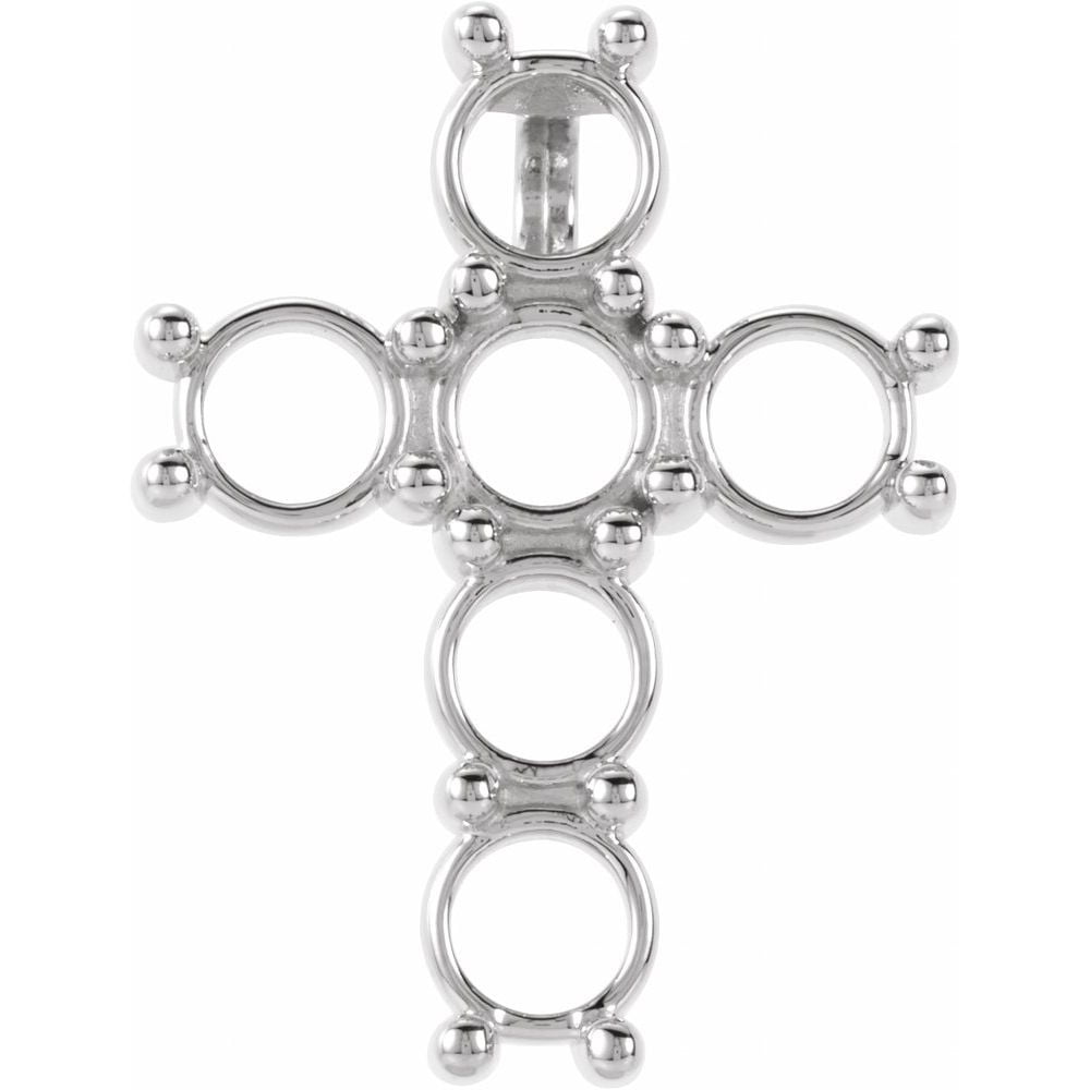18k White Gold 3.8mm Round Shape Cross Pendant With Hidden Bail for ...