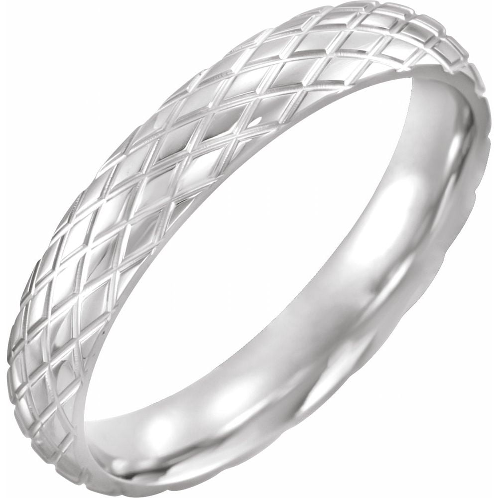 18k White Gold 4mm Rhombus Patterned Bridal Wedding Engagement ...