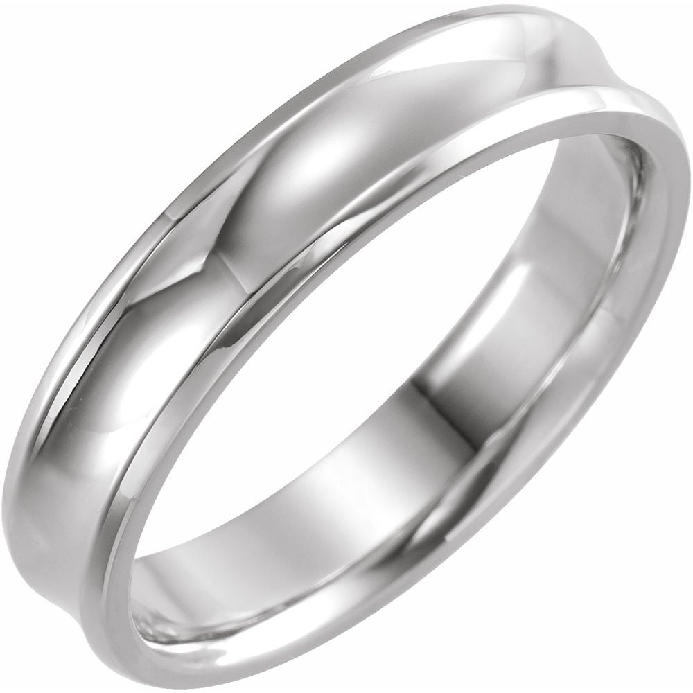 18k White Gold 5mm Beveled-Edge Concave Bridal Wedding Engagement ...