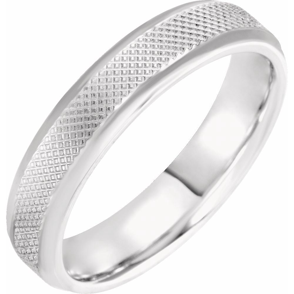 18k White Gold 5mm Knurled Beveled-Edge Bridal Wedding Engagement ...