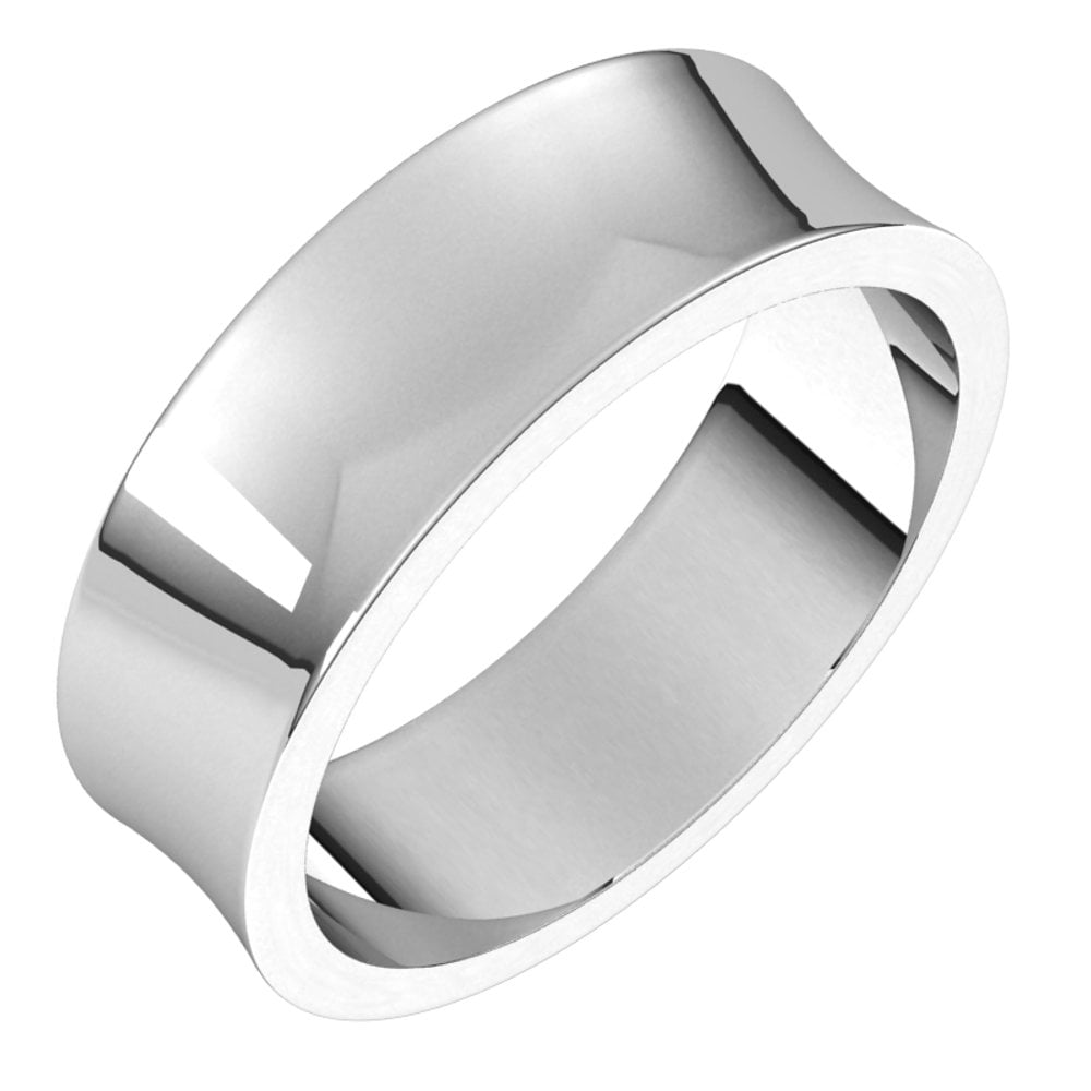18k White Gold 6mm Concave Light Classic Bridal Wedding Engagement Anniversary Band Ring Fine ...