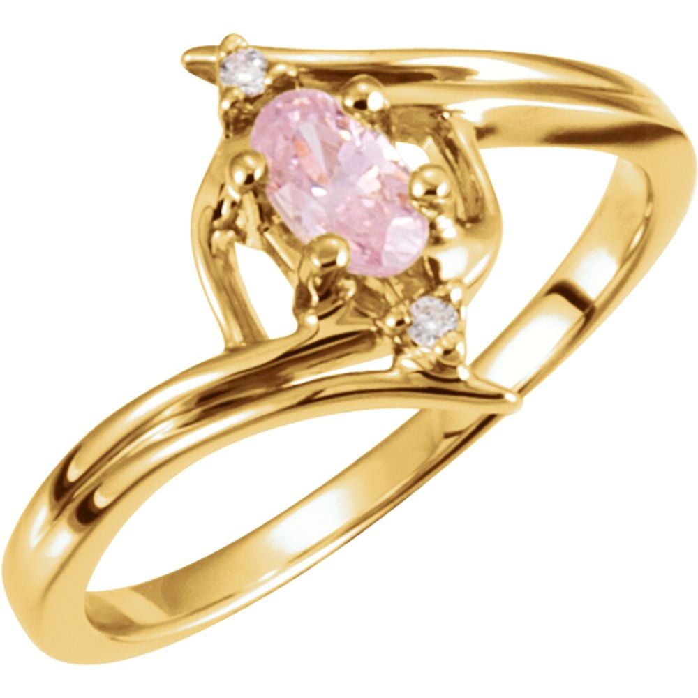 18k White Gold 6x4mm Oval Shape Bypass Ring Fine Jewelry For Women ...