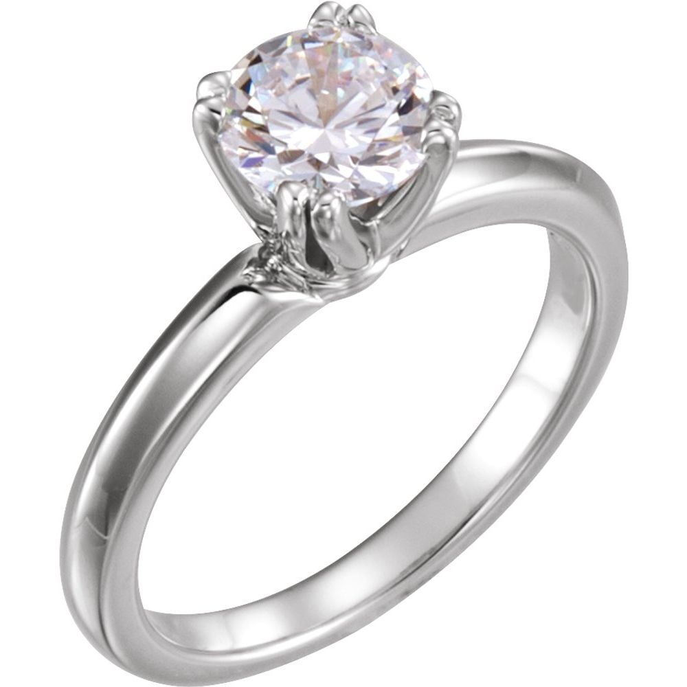 18k White Gold 7.8mm Round Shape Octet Solitaire Bridal Wedding ...