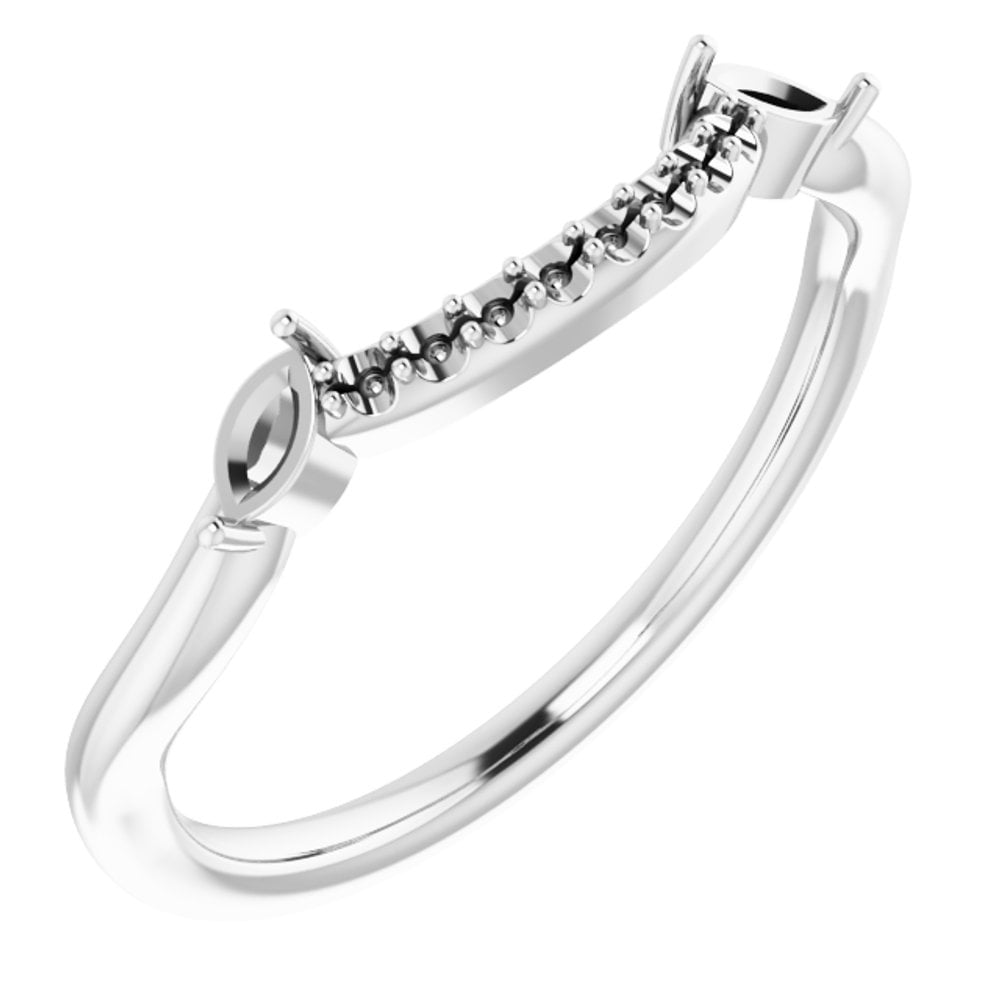 18k White Gold Accented Matching Bridal Wedding Engagement Band Ring ...